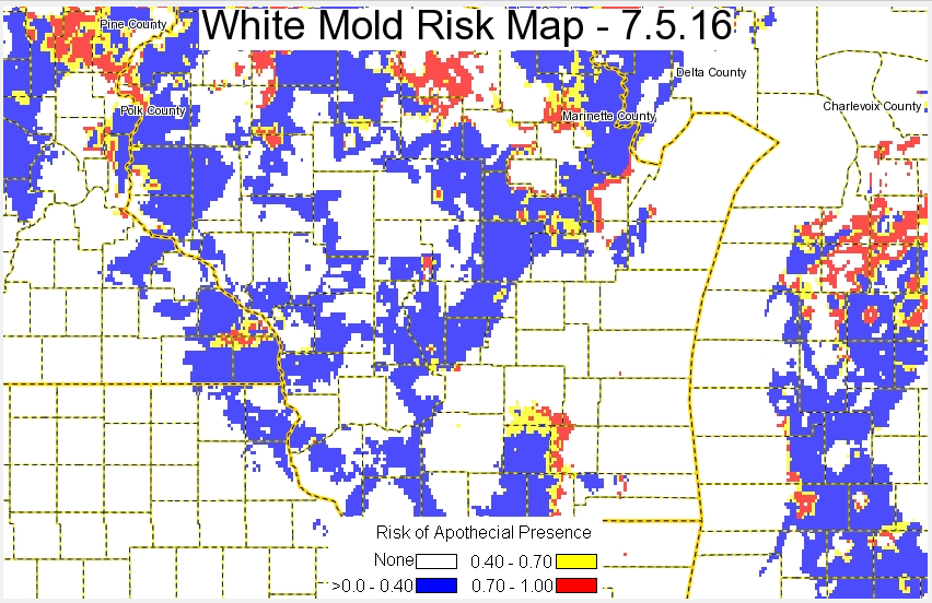 Wisconsin White Mold Risk Map – July 5, 2016 – Integrated Pest and Crop ...