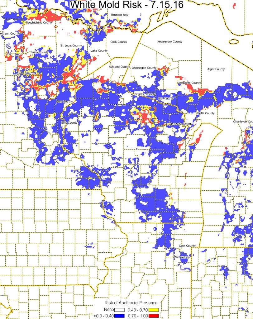 Wisconsin White Mold Risk Map – July 15, 2016 – Integrated Pest and ...