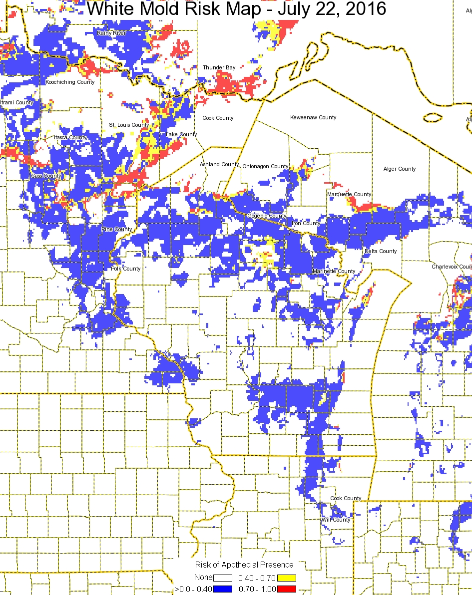 Wisconsin White Mold Risk Map – July 22 2016 – Integrated Pest and Crop ...