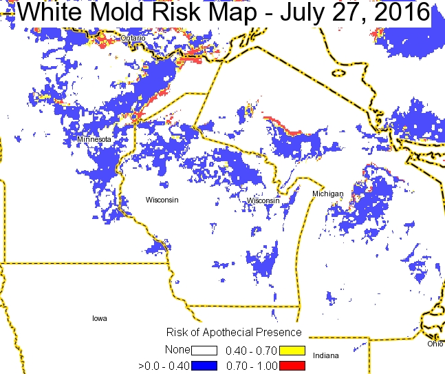 Wisconsin White Mold Risk Map- July 27, 2016 – Integrated Pest and Crop ...