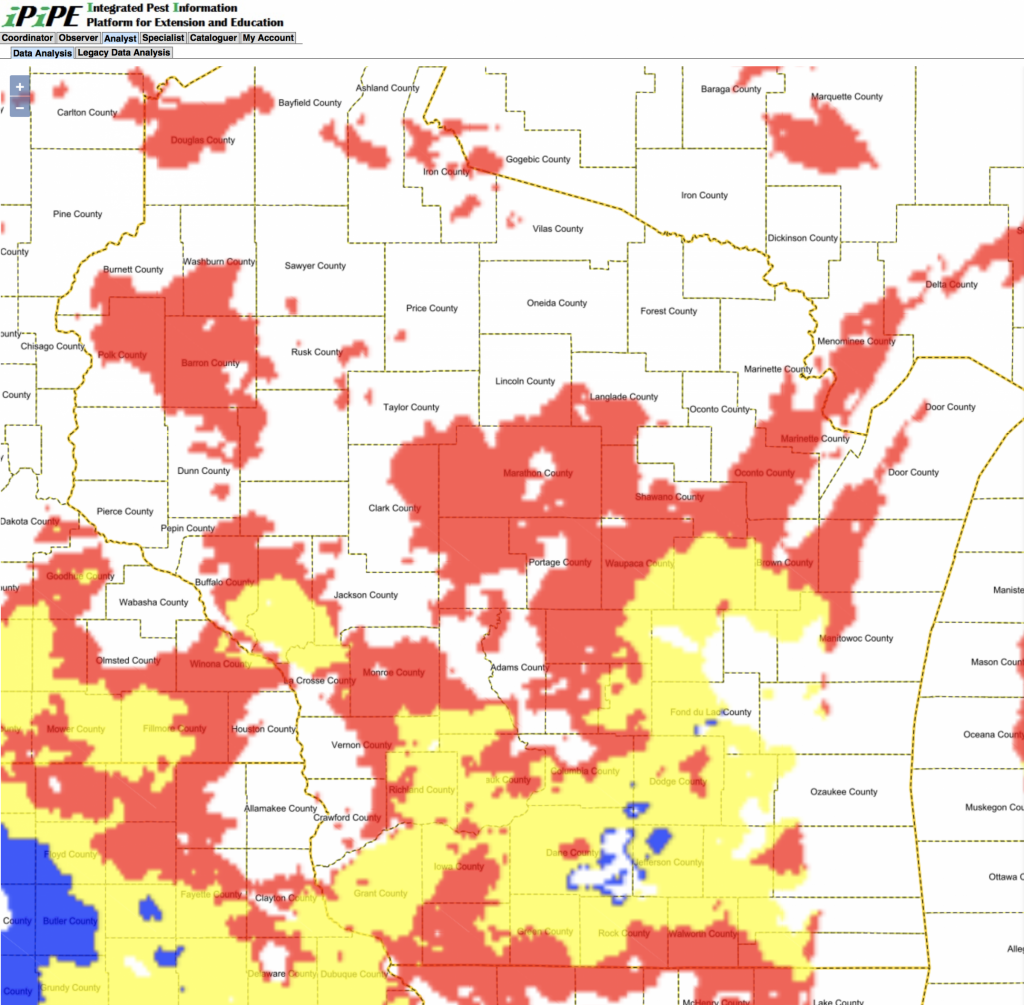 Wisconsin White Mold Risk Maps-July 27, 2017 – Integrated Pest and Crop ...